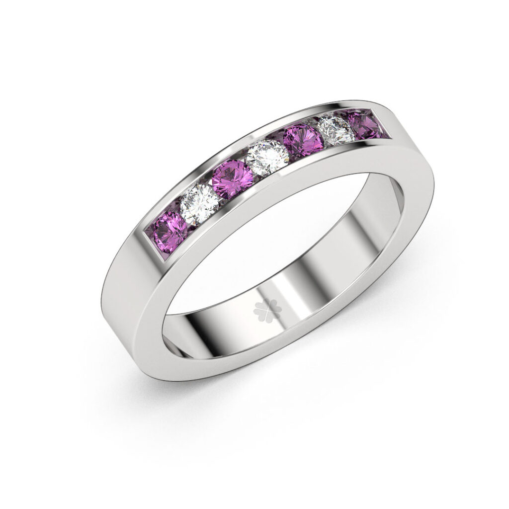 Anillo de Compromiso Cintillo Vulcanis Purple Oro Blanco 18kt - Joyería Mao